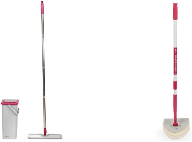 Kleeneze KL062253EU Space Saving Mop and Bucket Set - Microfibre Flat ...