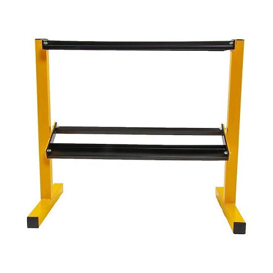Body Maxx Dumbbells Storage Rack 2 Tier Black Yellow Frame (3 FEET ...