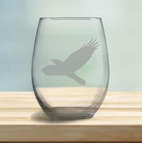 Amazon.com: Flying Crow Etched Stemless Wine Glasses - Set of 2/4/6/8 ...