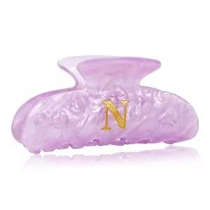 Amazon.com: Acrylic Letter Hair Clips for Women - Purple Monogram Hair ...