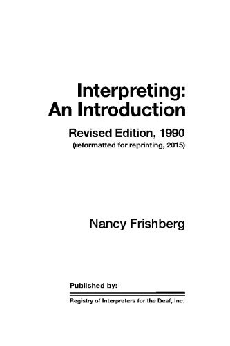 Interpreting: An Introduction by Nancy Frishberg (2015-10-05): Nancy J ...