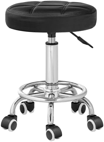 Amazon.com: HOOBRO Round Rolling Stool with Wheels, Height Adjustable ...