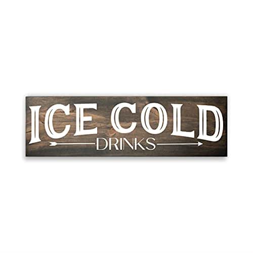 Amazon.com: Ice Cold Drinks sign | Wooden bar signs | Summer wood signs ...