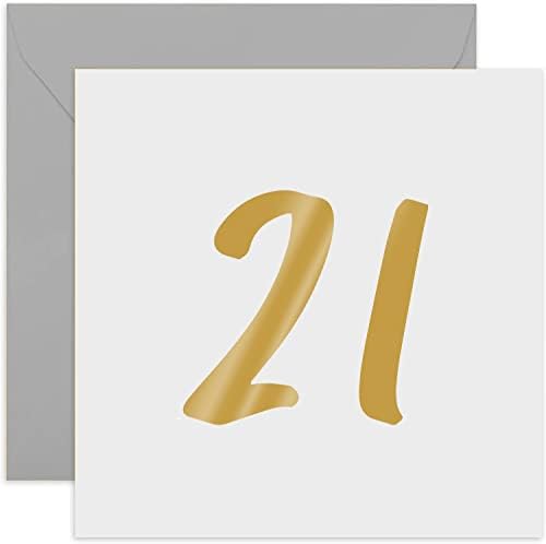 Amazon.com : Old English Co. Golden 21st Birthday Card - Twenty One ...