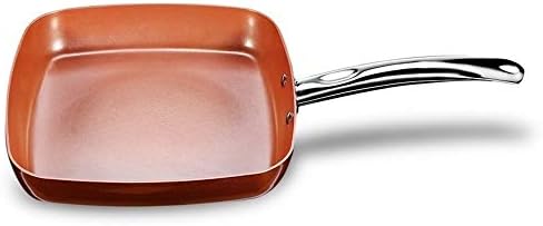 Amazon.com: Non-Stick Copper Square Frying Pan, 9.5" Chef Skillet with ...