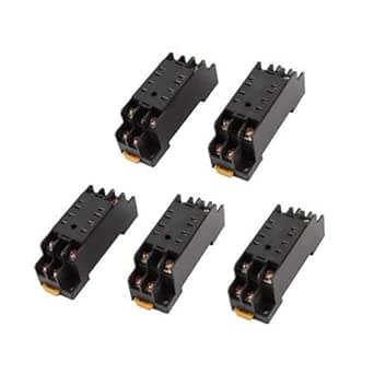 Amazon.co.jp: PTF-08A 8-Pin 8P DIN Rail Mount Relay Socket Base 5 Pcs ...