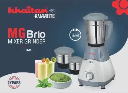 Buy BRIO 3 JAR Grey 500 Mixer Grinder Online at Low Prices in India ...