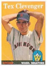 1958 Topps Regular (Baseball) Card# 31 Tex Clevenger of the Washington ...