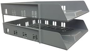 Set of 6 Stacking Letter Trays including Riser Rods - Grey : Amazon.co ...
