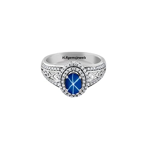 Amazon.com: Star Sapphire Ring 925 Sterling Silver Ring Vintage Ring ...