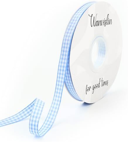 Amazon.com: Blue Gingham Ribbon Light Blue Ribbon for Hair Blue and ...