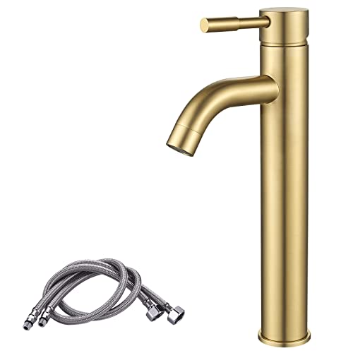 Tall Basin Taps, NewEast Gold Solid Brass High Rise Bathroom Sink Tap ...