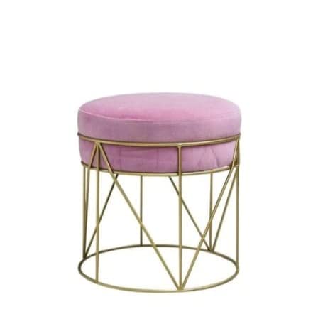 NEON CRAFTS Round Frame Modern Iron Stool Makeup Chair Poof Ottoman ...