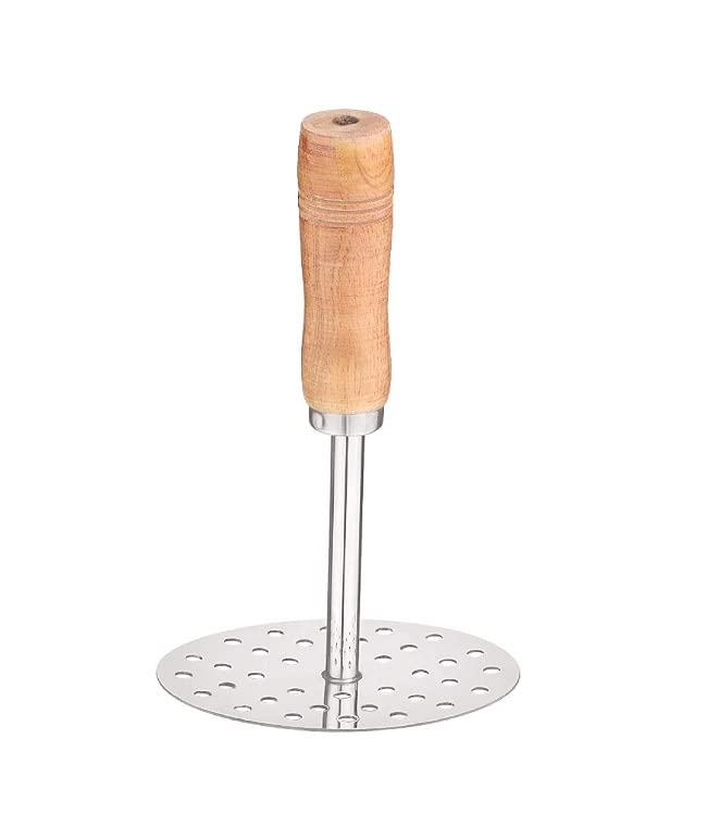 Buy Dynore Stainless Steel Pav Bhaji Masher With Wooden Handle - for ...