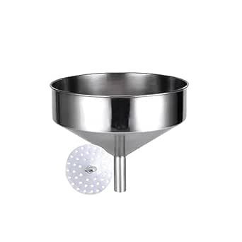 LOGSEE Stainless Steel Funnel Large Kitchen Funnel with Strainer for ...
