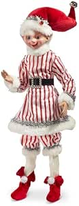 Amazon.com: RAZ Imports Posable Peppermint Tinsel Elf Figurine, 16-inch ...