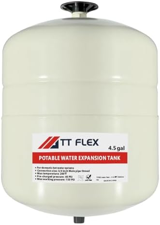 TT FLEX Potable Thermal Expansion Tank for Water Heater - 4.5 Gallon, 3 ...