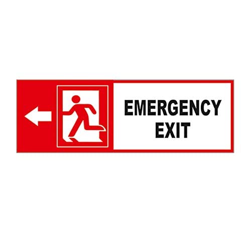 Masstone Emergency Exit Left Side Sign Board 4 inch x 12 inch Emergency ...