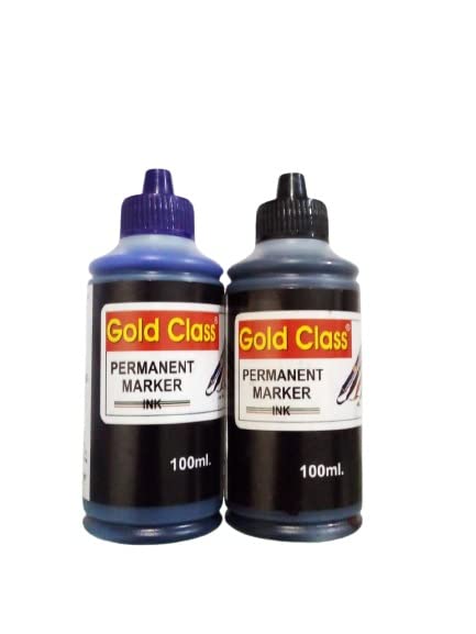 Gold Class Combo Pack of Permanent Marker Ink (Black, Blue) 100ML Each ...