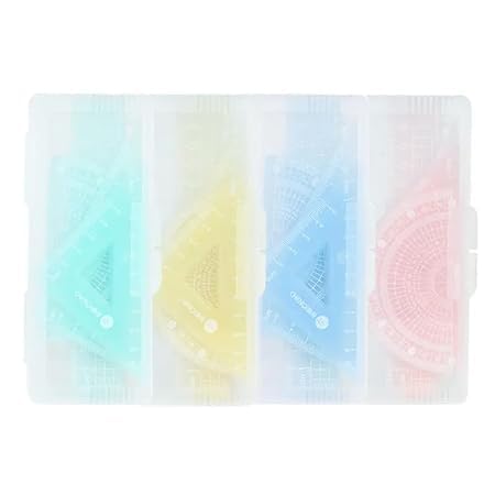 4-in-1 Protractor and Ruler Set - Triangle Ruler, Square and Ruler Set ...