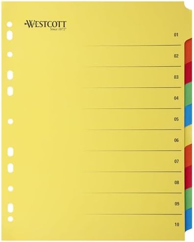 Westcott Folder Register for A4 Plastic Wallets | Extra-Wide Binder ...