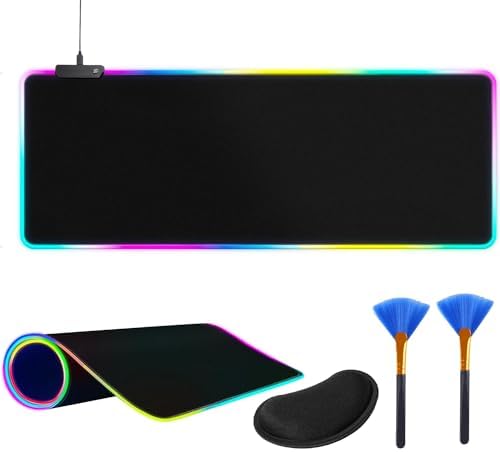 Mouse Pad XXL para Gamer, RGB Tapete para Mouse 14 Modos de Luz ...