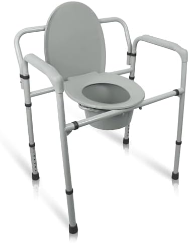Amazon.com: VMS Folding Aluminum 3-in-1 Commode with Elongated Seat ...