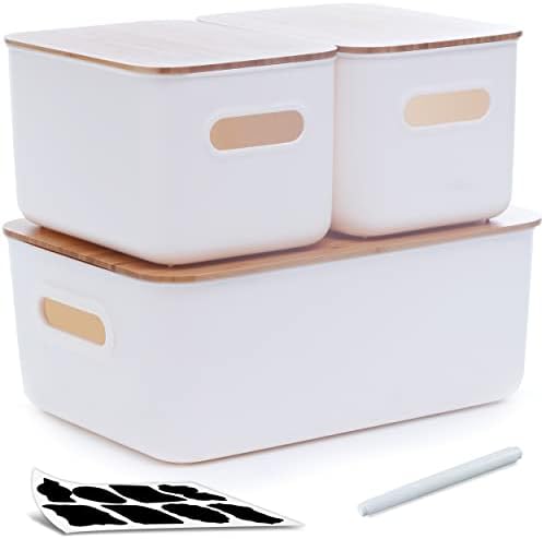 Amazon.com - Beeveer 8 Pcs Storage Bins with Lids Plastic Storage ...