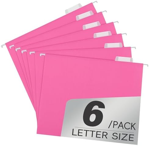 Amazon.com : pmybupo 6 Pack Pink Hanging File Folders with Pocket ...