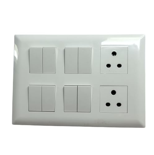 Modular Plate SIZE-12M | with 2 Socket 10A/240V AC & 8 Switch 10A (1 ...
