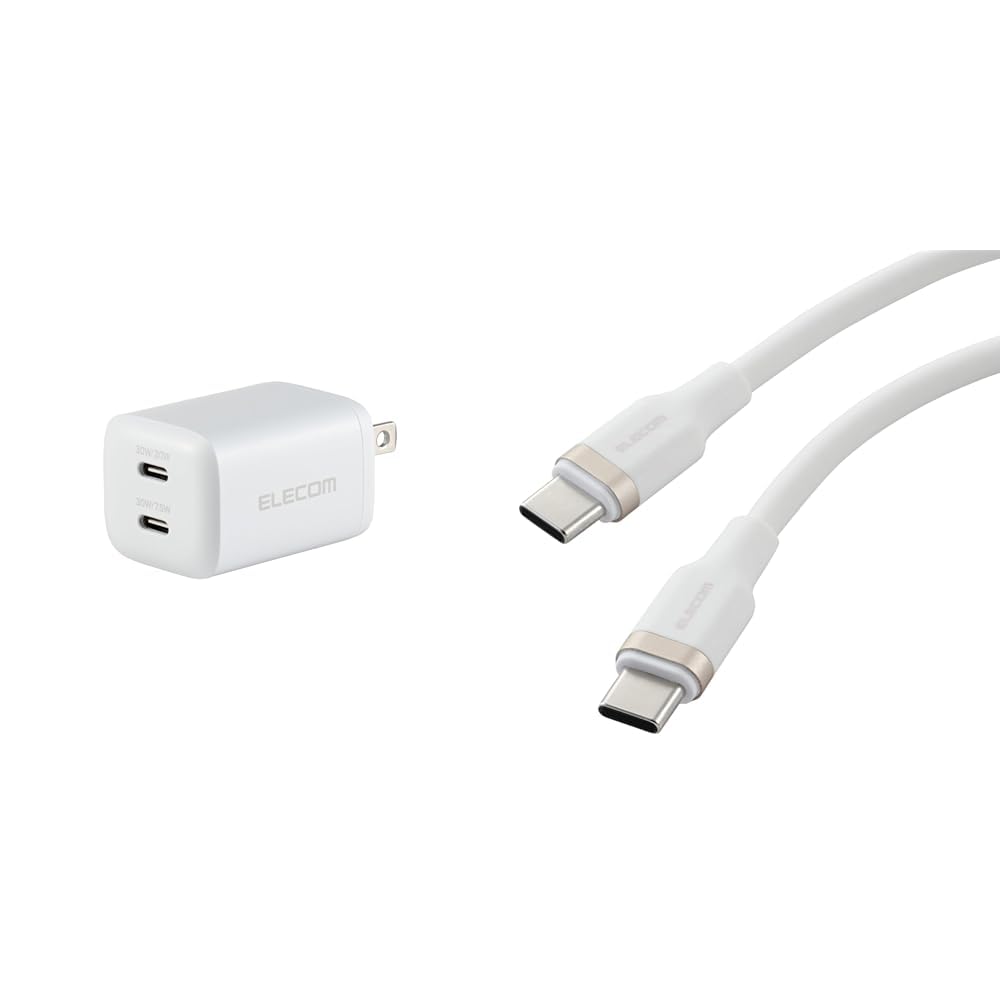Amazon | 【Type-Cケーブルセット】 エレコム 充電器 30W Type-C 2ポート USB PD対応 スイング式プラグ PPS対応 ホワイト EC-AC9430WH ...
