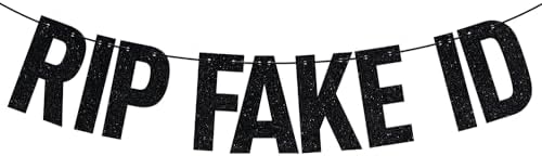 Amazon.com: Black Glitter Rip Fake ID Banner, 21 & Legal/Happy 21st ...