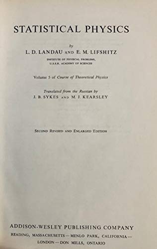 Statistical Physics: L.D.; Lifshitz Landau: Amazon.com: Books