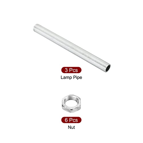 PATIKIL M12 Thread 4.72″ Lamp Pipe Kit with Lock Nuts, 3 Set All Thread ...