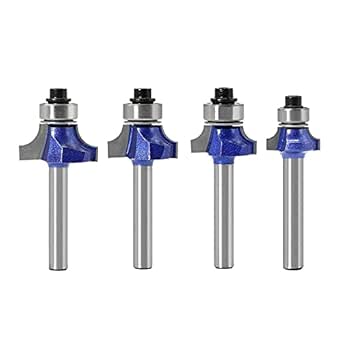 Bestgle 1/4” Shank 4pcs Round Over Router Bit Tungsten Carbide ...