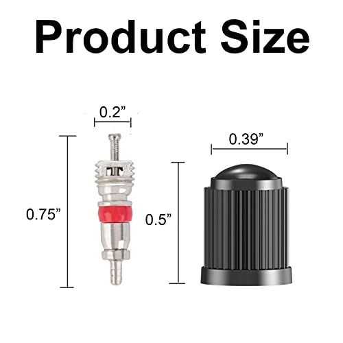 ACCRETION 50 Pcs Schrader Tire Valve Core / 50 Pcs Black Plastic Tire ...