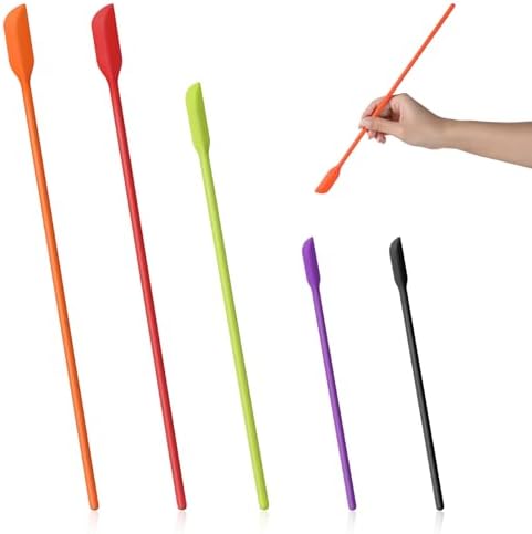 Mini Silicone Spatulas, 5 Pcs Small Makeup Scrapers Thin Jar Spatula ...