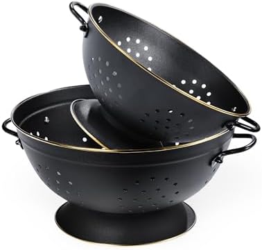 Amazon.com: Metal Colander 5 Quart Powder Coated Self-draining Metal ...
