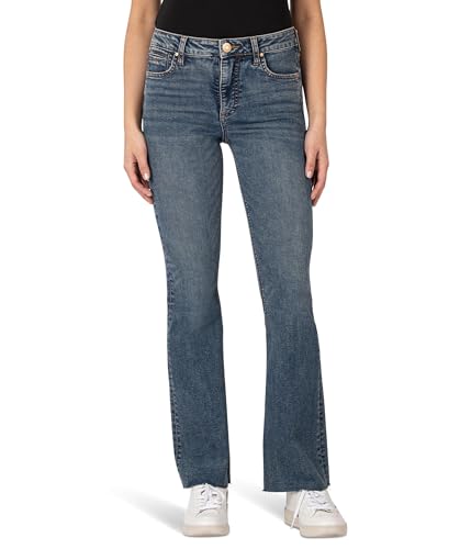 KUT from the Kloth Womens Stella High-Rise Fab Ab Flare W/Raw Hem