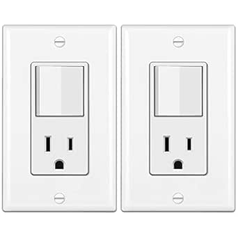 BESTTEN 2 Pack Combination Wall Light Switch and Decor Outlet, Single ...