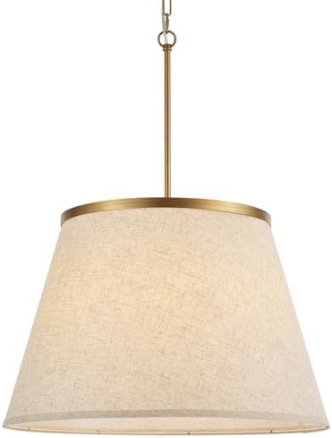 MhyTogn 24" Boho Chandelier, Tapered Fabric Drum and Antique Gold ...