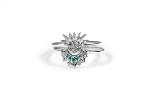 Amazon.com: Celestial silver ring set sun & moon, silver solstice duo ...