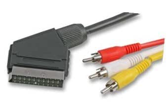 SCART Male to 3x Phono RCA Composite Male Lead, 1.5m Black : Amazon.co ...
