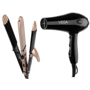 Vega 3 in 1 Hair Styler, 2000 Watts Straightener, Curler & Crimper (VHSCC-01), Black & Pro Touch ...