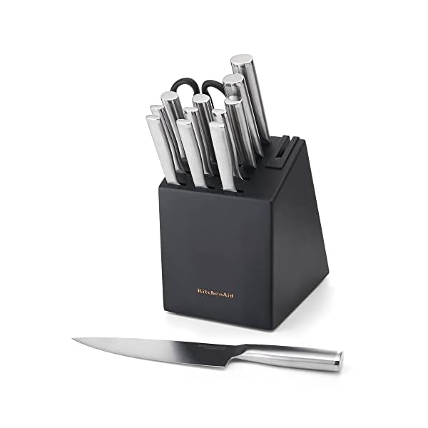 KitchenAid Gourmet Forged Stainless Steel Knife Block Set with Built-in ...