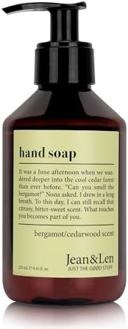 Amazon.com : Jean & Len Hand Soap Bergamot & Cedarwood, gently cleanses ...