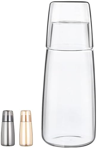 Bedside Water Carafe and Glass Set, Mfacoy 17 OZ Glass Pitcher & 5 OZ ...