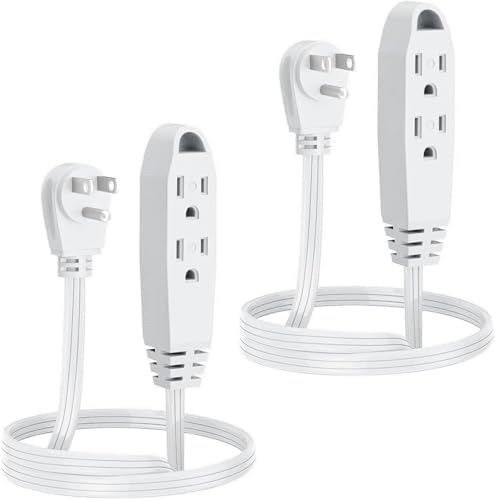 K KASONIC - 3 Feet 3 Outlet Extension Cord 2 Pack - Triple Wire ...