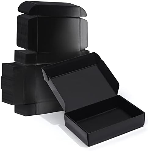 ZBEIVAN 9x6x2 Black Small Shipping Boxes, 20 Packs Corrugated Cardboard ...