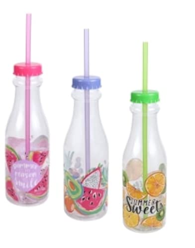 Amazon.com: Greenbrier Summer Fun Drink Bottles with Straws,Reusable ...